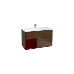 Villeroy & Boch V&B Waschtischunterschrank Wandbeleuchtung Finion 99,6x59,1cm, Reg li Peony, Walnut veneer ; Villeroy & Boch (G030HBGN)