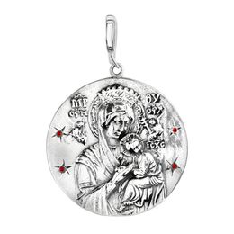 Firetti Kettenanhänger »Schmuck Geschenk Silber 925 Halsschmuck Anhänger Madonna« () mit Stein (synth.) grau-silberfarben-rot + rot Amulettanhänger...