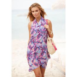 Lascana Strandrock mit Palmendruck, Cover-Up, Strandmode blau-pink bedruckt 1 1 Idealer Begleiter für Strand und Pool