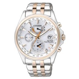 Citizen Funk-Multifunktionsuhr Armbanduhr, Damenuhr, Solar, Edelstahlarmband, bis 10 bar wasserdicht silberfarben-ros&eacute;goldfarben Elegante...