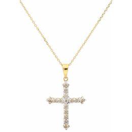 Firetti Kreuzkette »Schmuck Geschenk Halsschmuck Halskette Silberkette Kreuz« mit Diamanten Silber-925-goldfarben Halskette mit symbolträchtigen...