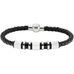 Bruno Banani Lederarmband »Schmuck Geschenk Armband Magnet, B4099B/20/00/21« edelstahlfarben-schwarz 21 cm Trendiger Armschmuck mit Leder