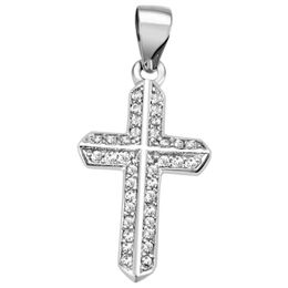 Firetti Kettenanhänger »Schmuck Geschenk Silber 925 Halsschmuck Anhänger Kreuz« () mit Zirkonia (synth.) silberfarben-kristallweiß + kristallweiß...