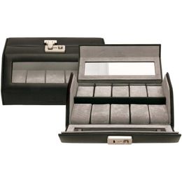 Windrose Uhrenbox &raquo;Nappa, 803107.08&laquo; Uhrenaufbewahrung, Uhrenetui, max.&Oslash;Uhren 37mm, Armbanduhr, Geschenkidee schwarz-grau Ansprechende Uhrenbox aus...