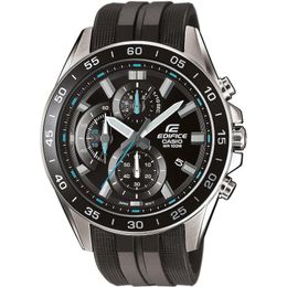 CASIO EDIFICE Chronograph Quarzuhr, Armbanduhr, Herrenuhr, bis 10 bar wasserdicht, Resinarmband schwarz-türkis Sportiver Chronograph für Männer