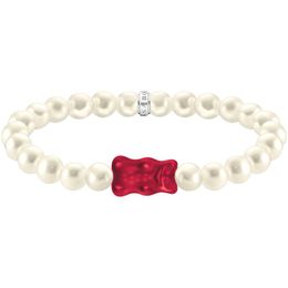 Thomas Sabo Armband »x HARIBO Schmuck: Perlenarmband mit Goldbär« mit Kristallglas - mit Süßwasserzuchtperle silberfarben-rot-weiß + rot 17 THOMAS...