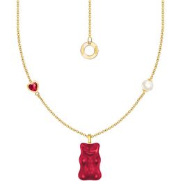 Thomas Sabo Kette mit Anhänger »x HARIBO Schmuck: Kette mit Goldbär Rot« mit Kristallglas, Zirkonia (synth.) - mit Süßwasserzuchtperle...