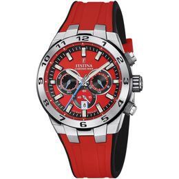Festina Chronograph »Chrono Bike 2024« Armbanduhr, Quarzuhr, Herrenuhr, Stoppfunktion, bis 10 bar wasserdicht rot, schwarz Ausdrucksstarker...