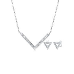 Elli Schmuckset »Dreieck Weiß 925 Sterling Silber, mit Kristallen von Swarovski « () Silber + weiß onesize Schmuckset für Damen mit Swarovski ...