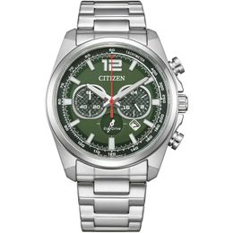 Citizen Chronograph Armbanduhr, Solar, Herrenuhr, Edelstahlarmband, Datum, Stoppfunktion silberfarben Zeitlos schöner Chronograph für Herren
