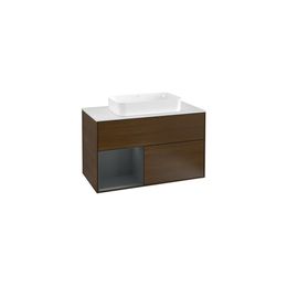 Villeroy & Boch V&B Waschtischunterschrank Abdeckplatte wh. m Finion 100x60,3cm, Reg li md bl. m Lac, wal ven ; Villeroy & Boch (F241HGGN)