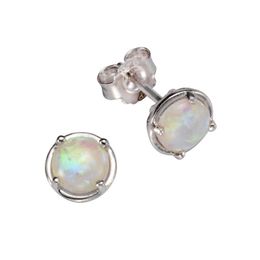 Firetti Paar Ohrstecker »Schmuck Geschenk Silber 925 Ohrschmuck Edelstein Opal« mit Opal (synth.) silberfarben-weiß + weiß 7,5 mm Basic-Ohrstecker