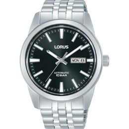 Lorus Automatikuhr Armbanduhr, Herrenuhr, Mechanische Uhr, Edelstahlarmband, analog, Tag silberfarben Edle Automatikuhr für Herren