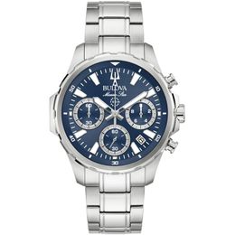 Bulova Chronograph »Marine Star Series B« Quarzuhr, Armbanduhr, Herrenuhr, Edelstahlarmband, analog silberfarben-blau Topaktueller Herrenchronograph