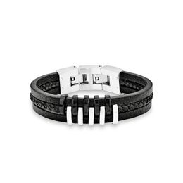 s.Oliver Lederarmband »SO1380/1 540643« silberfarben-schwarz 22 cm Sportlich lässiges Armband