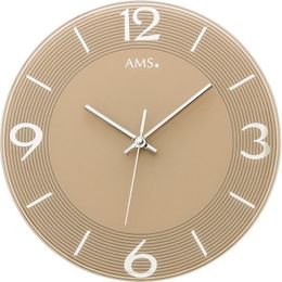 AMS Wanduhr »W9572« Quarzuhr, Glas, Wohnzimmer, Esszimmer, Küche, Arbeitszimmer, Büro, Flur beige 0 Hübsche Wanduhr