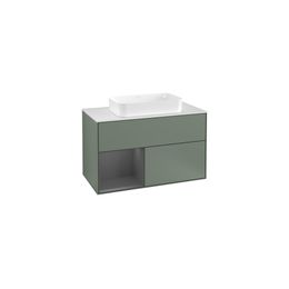 Villeroy & Boch V&B Waschtischunterschrank Abdeckplatte wh. m Finion 100x60,3cm, Rg li Anthrac. m, Oli. m Lac ; Villeroy & Boch (F241GKGM)