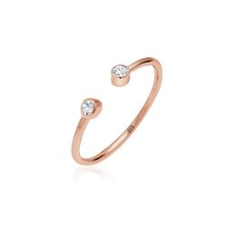 Elli Fingerring »Solitär offen 925 Silber, mit Kristallen von Swarovski « Rosegold Resizable Glamouröser Ring aus 925er Sterling Silber