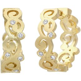 Firetti Paar Creolen »Schmuck Geschenk Gold 585 Ohrschmuck Ohrringe Ranke« gelbgoldfarben 18 mm Edle Ohrringe mit raffiniertem Design im edlen Schwung