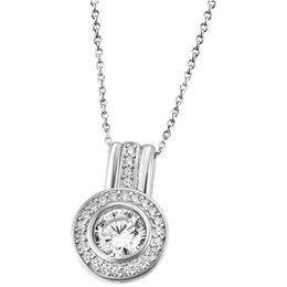 Firetti Kette mit Anhänger »Schmuck Geschenk Silber 925 Halsschmuck Halskette Ankerkette Kreis« mit Zirkonia (synth.) silberfarben-kristallweiß Ob...