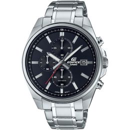 CASIO EDIFICE Chronograph Quarzuhr, Armbanduhr, Herrenuhr, Edelstahlarmband, bis 10bar wasserdicht schwarz-silberfarben Eleganter Herrenchronograph