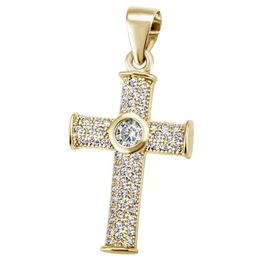 Firetti Kettenanhänger »Schmuck Geschenk Silber 925 Halsschmuck Anhänger Kreuz« () mit Zirkonia (synth.) gelbgoldfarben-kristallweiß + kristallweiß...