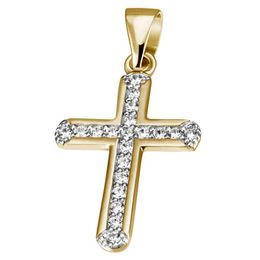Firetti Kettenanhänger »Schmuck Geschenk Silber 925 Halsschmuck Anhänger Kreuz« () mit Zirkonia (synth.) gelbgoldfarben-kristallweiß + kristallweiß...