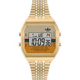 adidas originals Digitaluhr »DIGITAL TWO« Armbanduhr, Quarzuhr, Damenuhr, Herrenuhr, Edelstahlarmband gelbgoldfarben Trendige Digitaluhr für Sie & Ihn