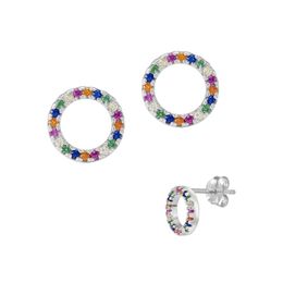 Firetti Paar Ohrstecker »Schmuck Geschenk Silber 925 Ohrschmuc Glitzer Regenbogen« Made in Germany - mit Zirkonia (synth.)...