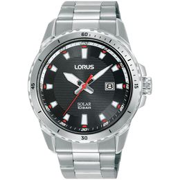 Lorus Solaruhr »Sports« Armbanduhr, Herrenuhr, Edelstahlarmband, analog, Tag silberfarben-schwarz Moderne Solaruhr für Herren
