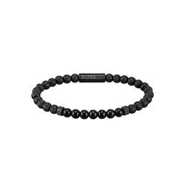 BOSS Armband »Schmuck Edelstahl Armschmuck Beadarmband MIXED BEADS« mit Onyx und Lavastein schwarz + schwarz 19 cm BOSS Schmuck - Herrenbeadarmband