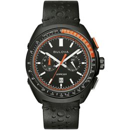Bulova Chronograph »Racer« Armbanduhr, Quarzuhr, Herrenuhr, Saphirglas, Lederarmband schwarz Leger wirkender Herrenchronograph