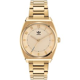 adidas originals Quarzuhr »CODE TWO« Armbanduhr, Damenuhr, Herrenuhr, unisex, analog, Edelstahlarmband goldfarben Stilvolle Damenarmbanduhr