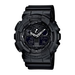 Casio G-SHOCK Chronograph Quarzuhr, Armbanduhr, Herrenuhr, digital, bis 20 bar wasserd.Resinarmband schwarz-schwarz Ansprechender Herrenchronograph