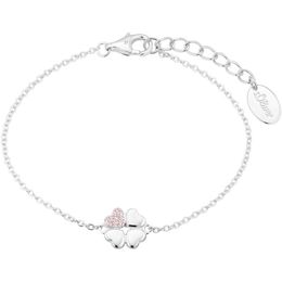 s.Oliver JUNIOR Armband »Kleeblatt, 2037848« mit Zirkonia (synth.) silberfarben-Pink + Pink 16 cm Glücksbringer Armband für Mädchen mit Kleeblatt...