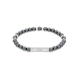 Calvin Klein Armband »Schmuck Edelstahl Armschmuck Steinarmband Zugarmband BEADS« mit Hämatit oder Tigerauge edelstahlfarben-grau + dark grey 19,5...