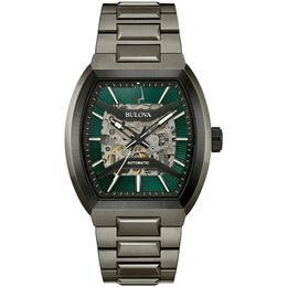 Bulova Automatikuhr Armbanduhr, Herrenuhr, Mechanische Uhr, Edelstahlarmband, analog anthrazit Exquisite Herrenautomatikuhr