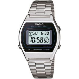 CASIO VINTAGE Chronograph Quarzuhr, Armbanduhr, Damenuhr, Herrenuhr, Digitaluhr, Edelstahlarmband edelstahlfarben-schwarz Schicker Chronograph f&uuml;r...