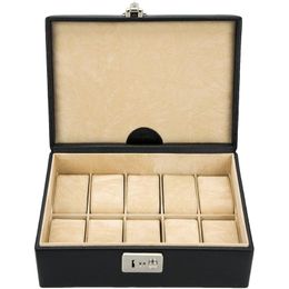 Windrose Uhrenbox &raquo;Beluga, 803859.08&laquo; Uhrenaufbewahrung, Uhrenetui, max. &Oslash;Uhren 34mm, Armbanduhr, Geschenkidee schwarz-beige Ansprechende Uhrenbox...