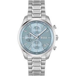 BOSS Multifunktionsuhr &raquo;GRAND TOUR LADIES&laquo; Quarzuhr, Armbanduhr, Damenuhr, Edelstahlarmband silberfarben-hellblau Geschmackvolle Multifunktionsuhr...