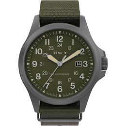 Timex Solaruhr &raquo;FIELD POST&laquo; Armbanduhr, Herrenuhr, Datum, Leuchtzeiger, Saphirglas, Textilarmband khaki Modische Solaruhr f&uuml;r Herren