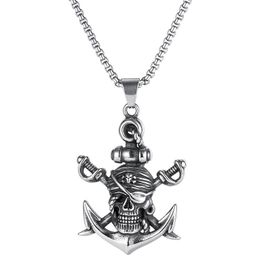 Firetti Kette mit Anhänger »Schmuck Geschenk Pirate Skull« edelstahlfarben-schwarz-vintage Edelstahl Halskette mit coolem PIRATE Design