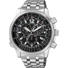 Citizen Funkchronograph Armbanduhr, Herrenuhr, Solar, Stoppfunktion, bis 20 bar wasserdicht silberfarben Klassischer Herrenchronograph