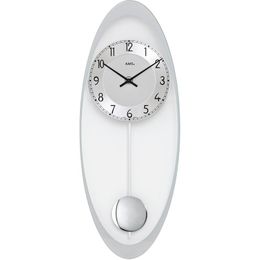 AMS Pendelwanduhr »W7416« Quarzuhr, Glasgehäuse, Esszimmer, Wohnzimmer, Made in Germany silberfarben 0 Schicke Pendelwanduhr