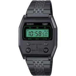 CASIO VINTAGE Chronograph Quarzuhr, Armbanduhr, Damen, Herren, digital, retro, Stoppfunktion schwarz-grün Formschöner Chronograph für Sie & Ihn