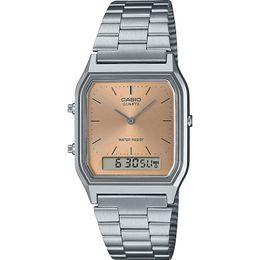 CASIO VINTAGE Chronograph Quarzuhr, Armbanduhr, Damenuhr, Herrenuhr, Edelstahlarmband, Digitaluhr edelstahlfarben-apricot Ansprechender Chronograph