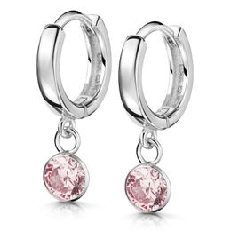 Firetti Paar Creolen »Schmuck Geschenk Silber 925 Glitzer Ohrschmuck Geschenk« Made in Germany - mit Zirkonia (synth.) silberfarben-pink + pink 13...