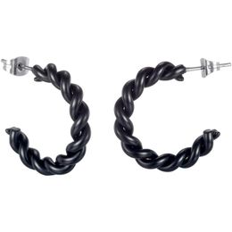 Firetti Paar Creolen »Schmuck Geschenk Edelstahl Ohrschmuck Ohrringe Twist Color« schwarz-edelstahlfarben 25 mm Zeitloser, angesagter Ohrschmuck im...