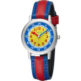 Regent Uhren REGENT Quarzuhr Armbanduhr, Kinderuhr, Lernuhr, Geburtstag, Schulanfang, Geschenkidee blau-rot Tolle Kinderarmbanduhr