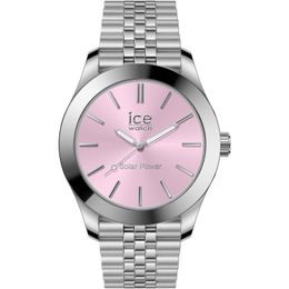 Ice Watch ICE-WATCH Solaruhr »ICE steel - Small - SOLAR 3H« Armbanduhr, Damenuhr, Edelstahlarmband, bis 10 bar wasserdicht silberfarben-rosa Zeitlos schöne...